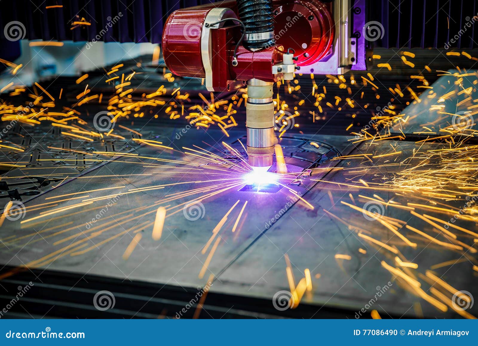 CNC Laser Plasma Cutting of Metal, Modern Industrial Technology. Stock ...