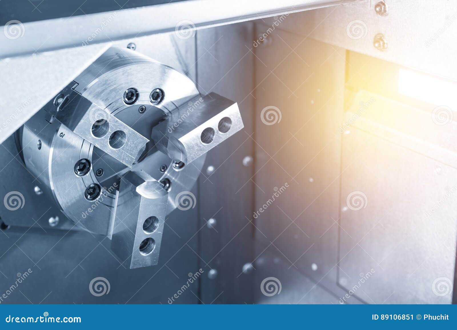 The CNC Lath or CNC Turning Machine Stock Image - Image of equipment ...