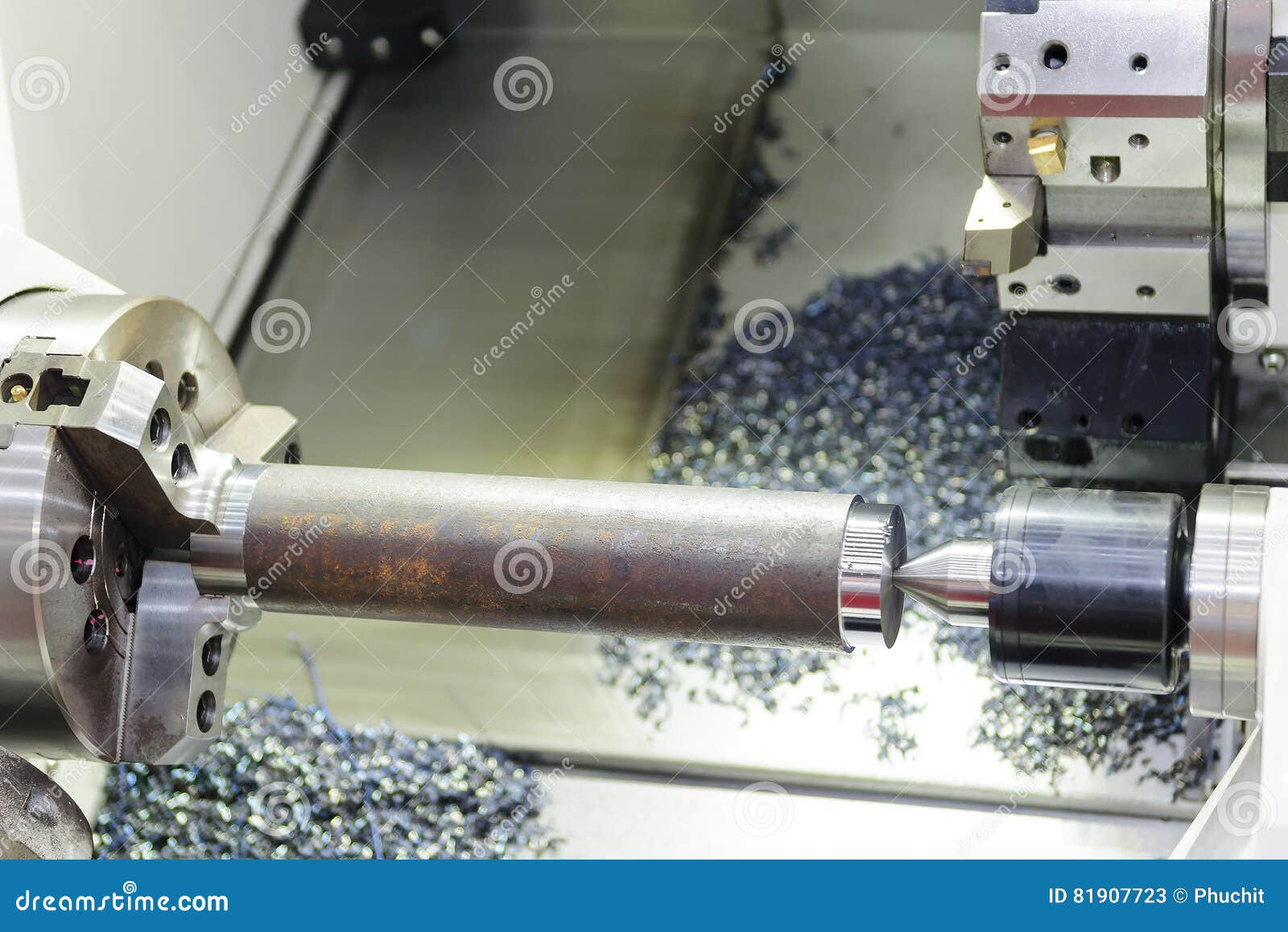CNC Lath Machine CNC Turning Machine Stock Image - Image of machining ...