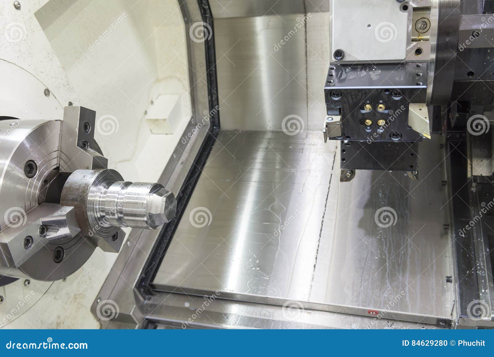 CNC Lath Machine CNC Turning Machine Stock Photo - Image of heavy ...