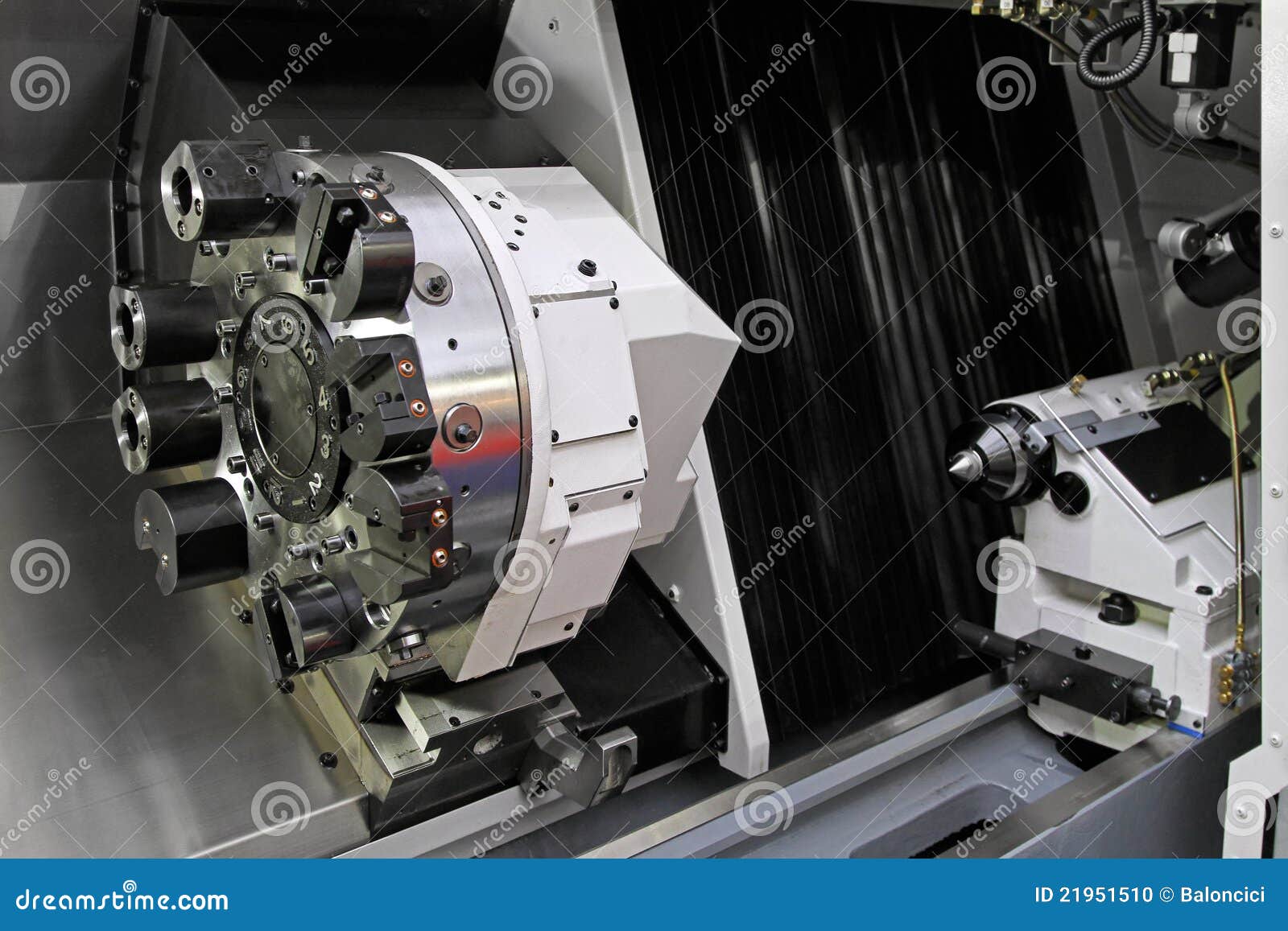 CNC lathe stock photo. Image of lathe, metalworking, head - 21951510