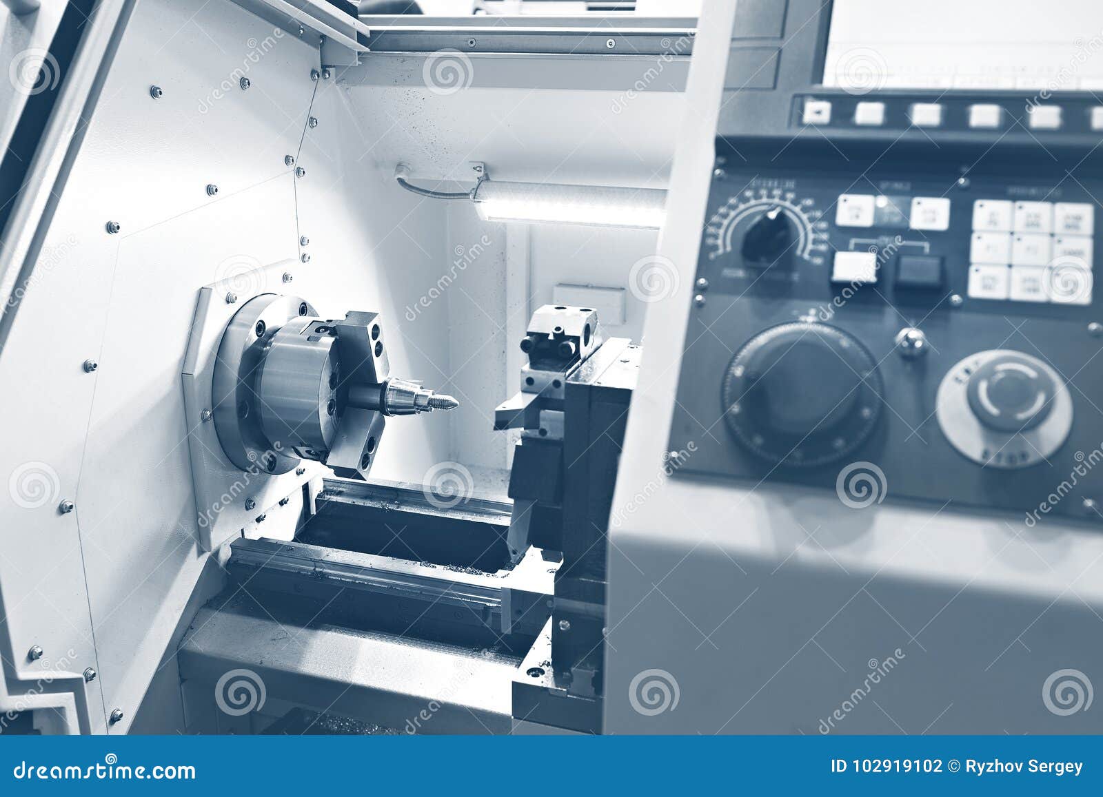 CNC lathe stock photo. Image of manufacture, iron, precision - 102919102