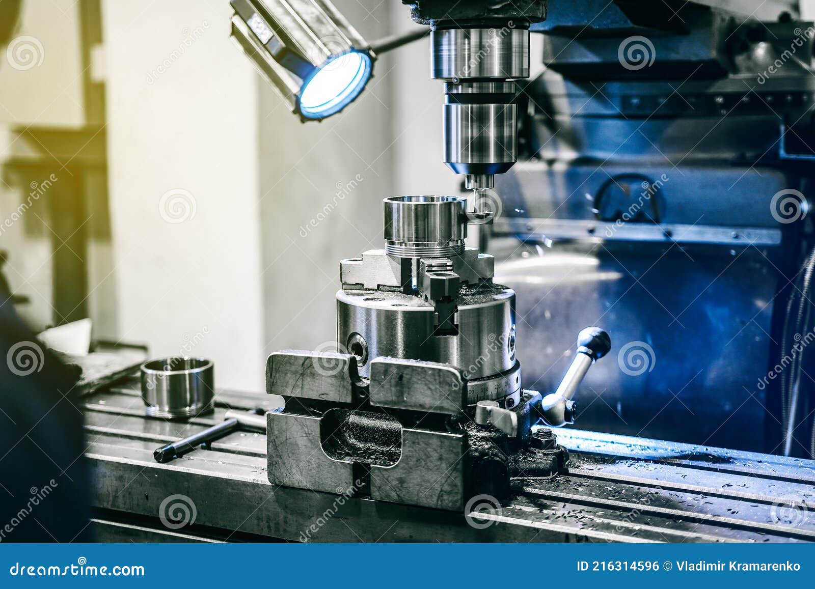 CNC Lathe or Drilling Lathe. High-tech Processing Concept. Stock Photo ...