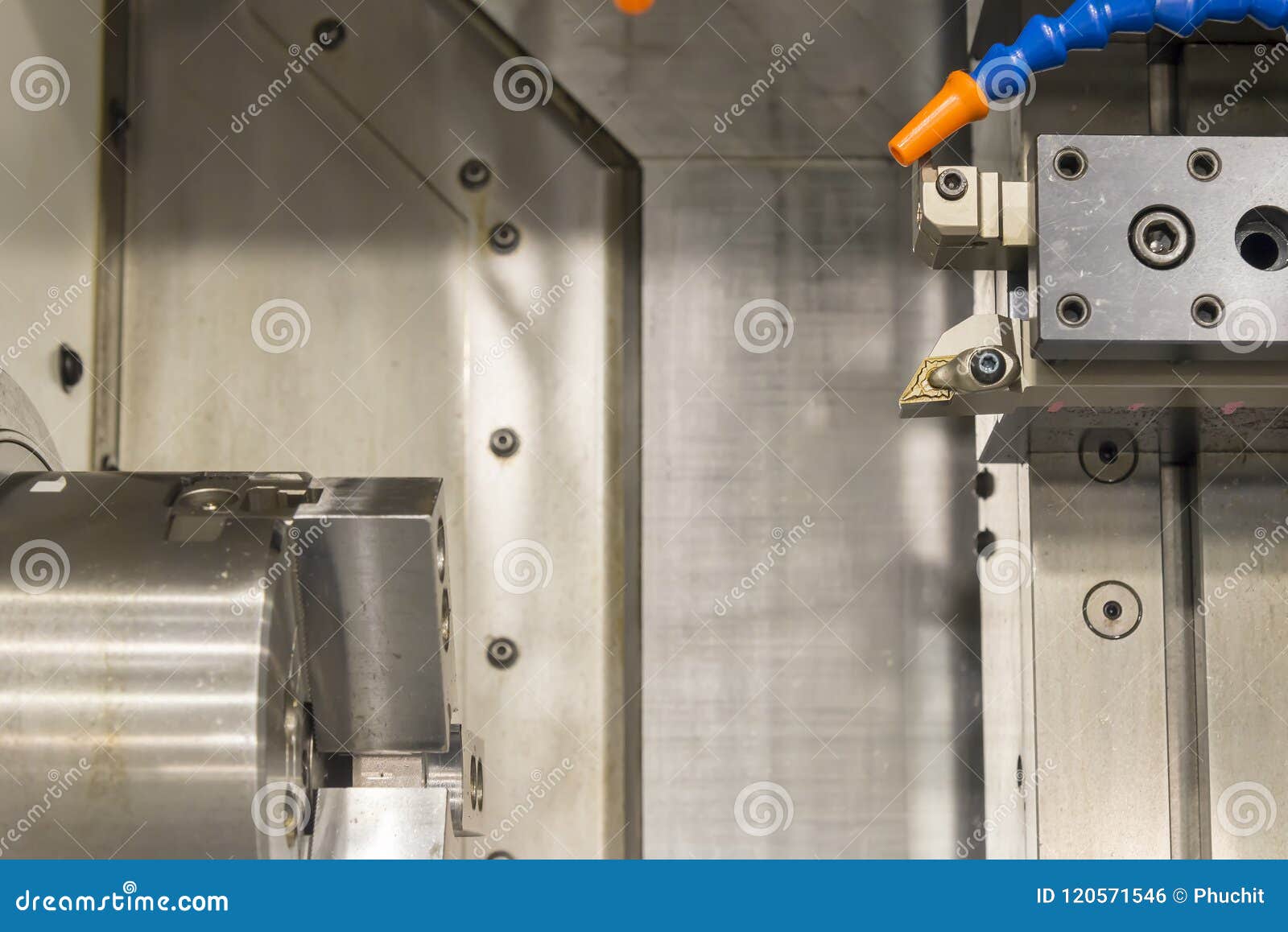 The CNC Lathe Machine Chucking the Raw Material for Turning Pro Stock ...