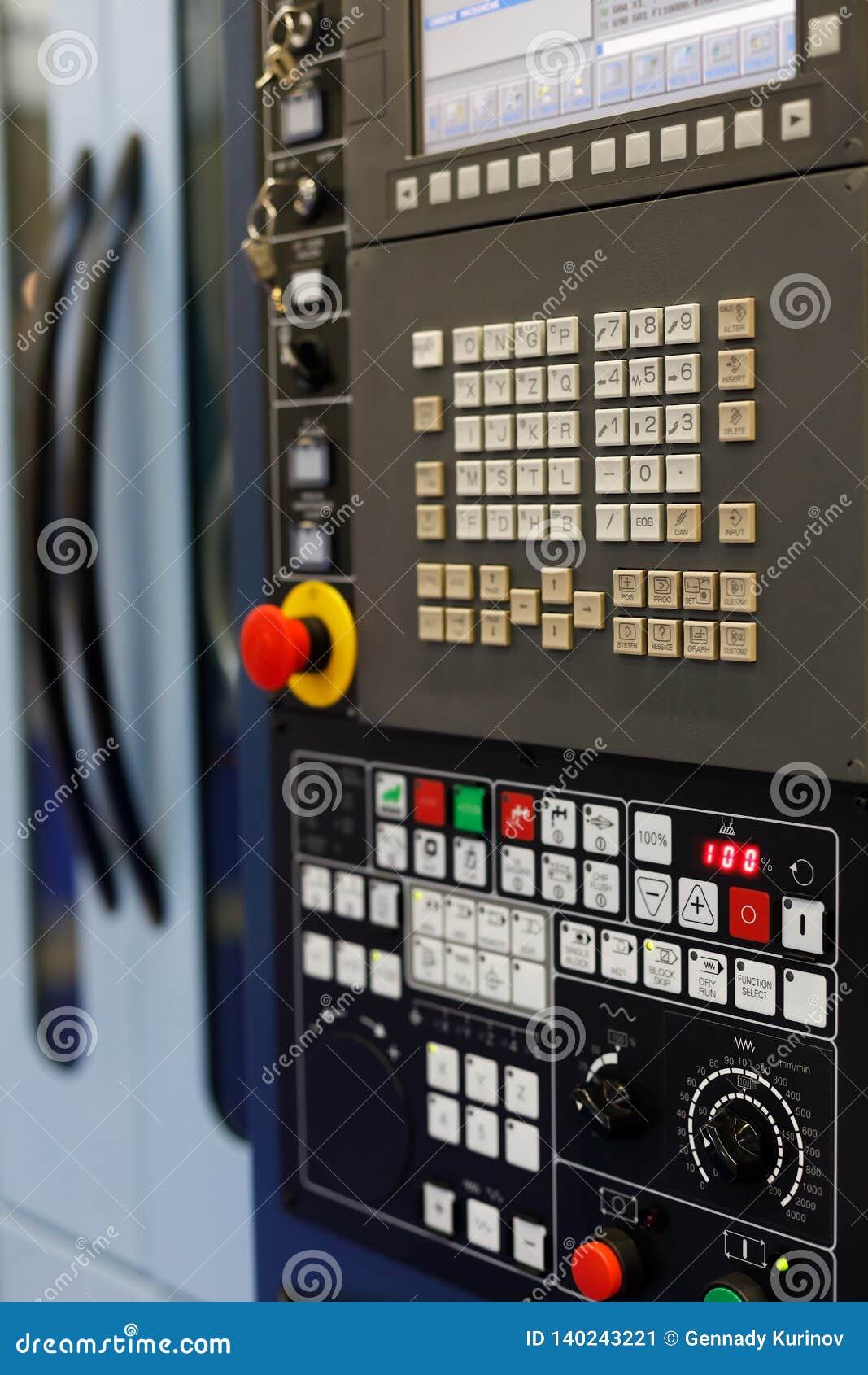 CNC Lathe Machine Control Panel Stock Image - Image of display, digital ...