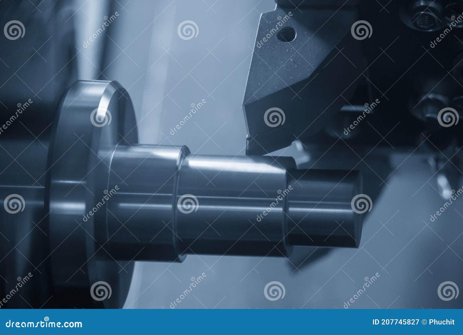 The CNC Lathe Machine Cutting the Metal Shaft Parts. Stock Image ...