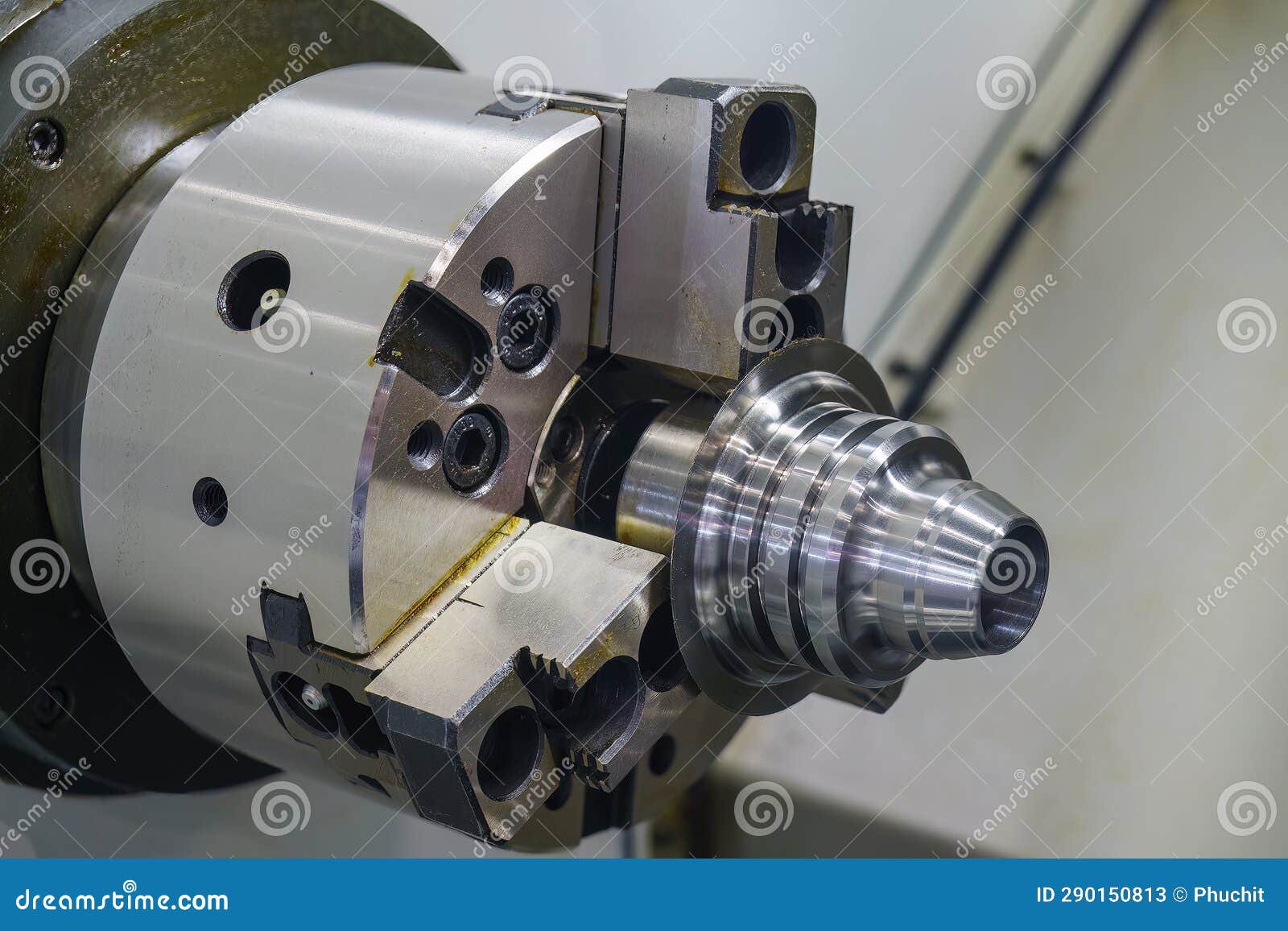 The CNC Lathe Machine Forming Cutting the Metal Cone Shape Parts Stock ...