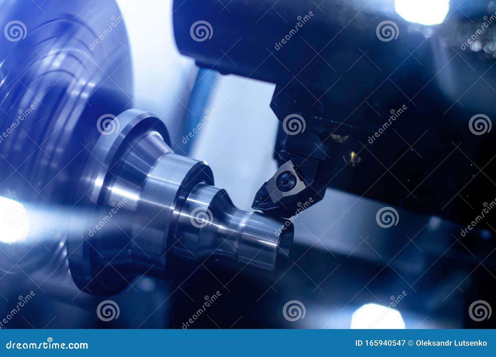 The CNC Lathe Machine in Metal Working Process Stock Image - Image of ...