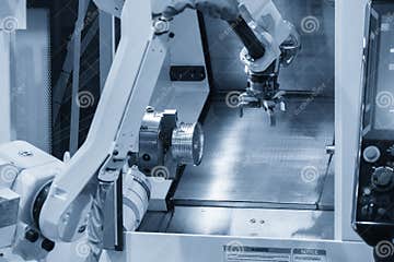 The CNC Lathe Machine Operation with Automatic Loader by Robotic Arm ...