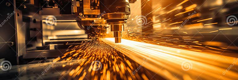 Cnc Lathe Tool Spinning Fast, Cutting Edge Glowing, in Sharp Focus for ...