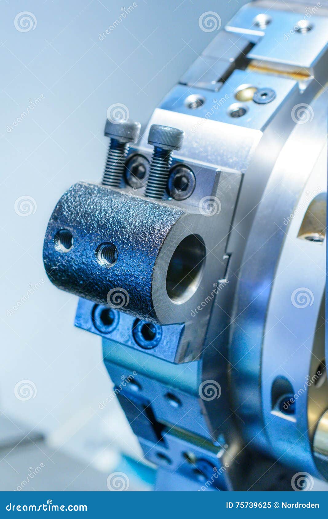 Cnc lathe tool turret stock image. Image of manufacture - 75739625