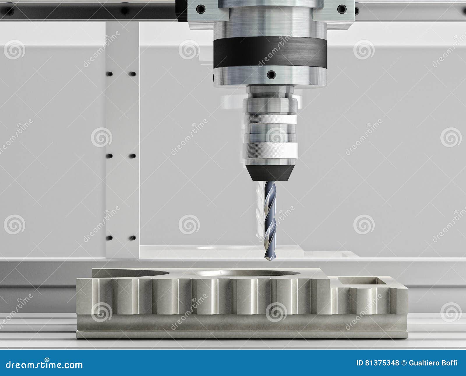 Cnc machine in action stock illustration. Illustration of industry ...