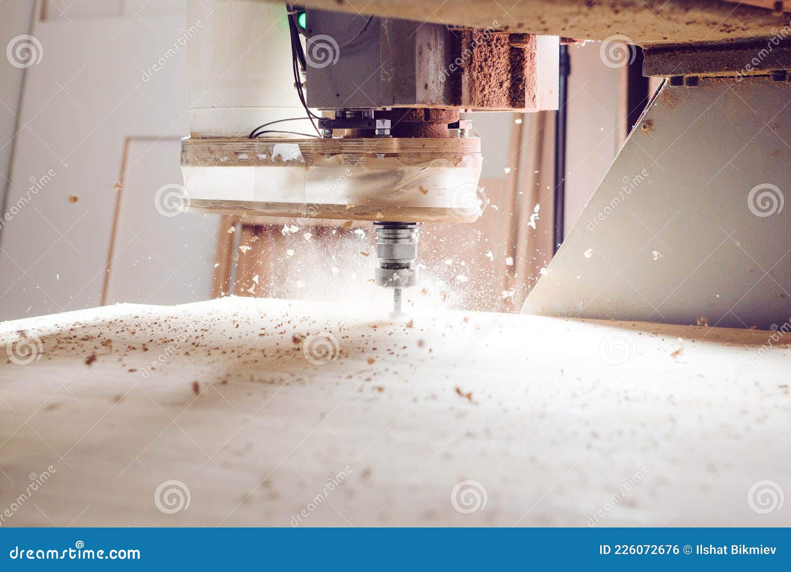 Cnc Machine at Carpentry Workshop. Cutting Wood with Various Router ...