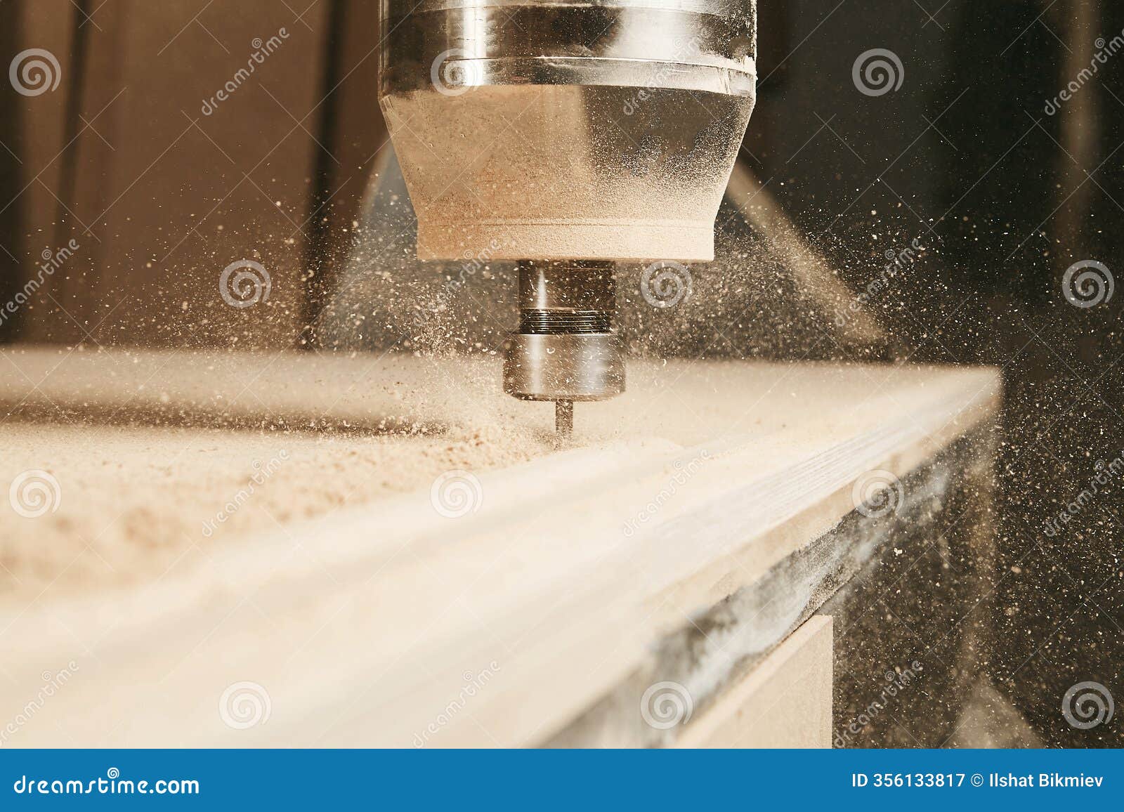 Cnc Machine at Carpentry Workshop. Cutting Wood with Various Router ...