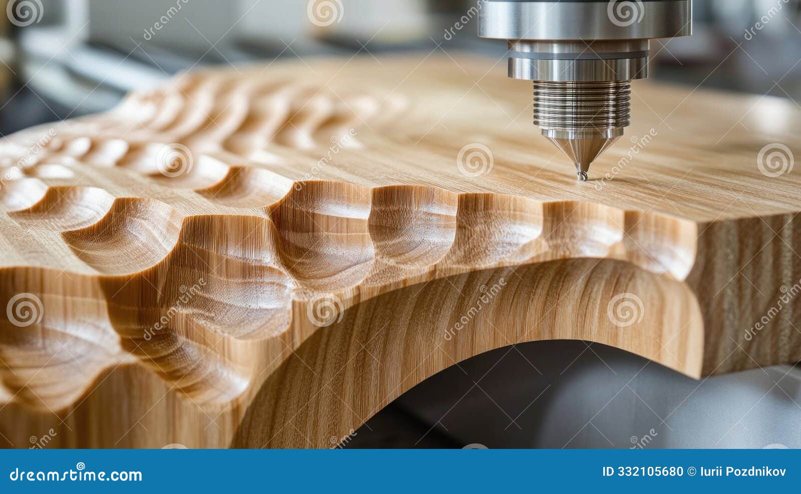 Cnc Machine Carving Wavy Pattern in Wood Plank Stock Photo - Image of ...