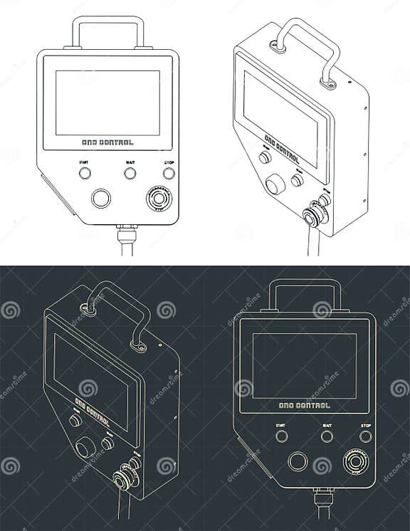 CNC Machine Control Blueprints Stock Vector - Illustration of work ...