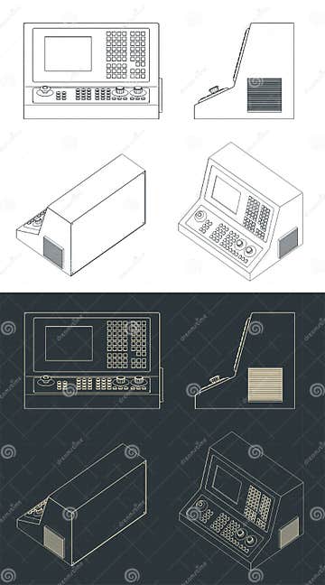 CNC Machine Control Panel Blueprints Stock Vector - Illustration of ...