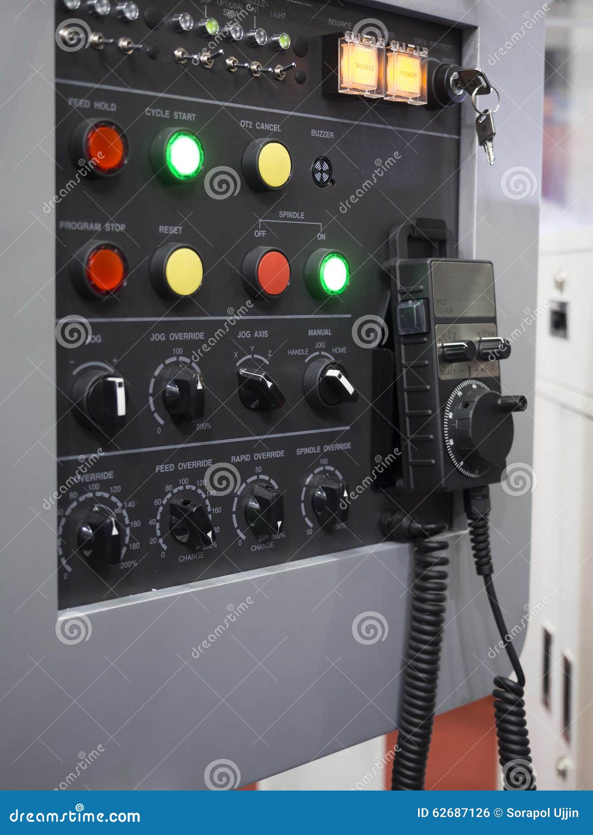 CNC Machine Control Panel Closeup Stock Photo - Image of machinery ...