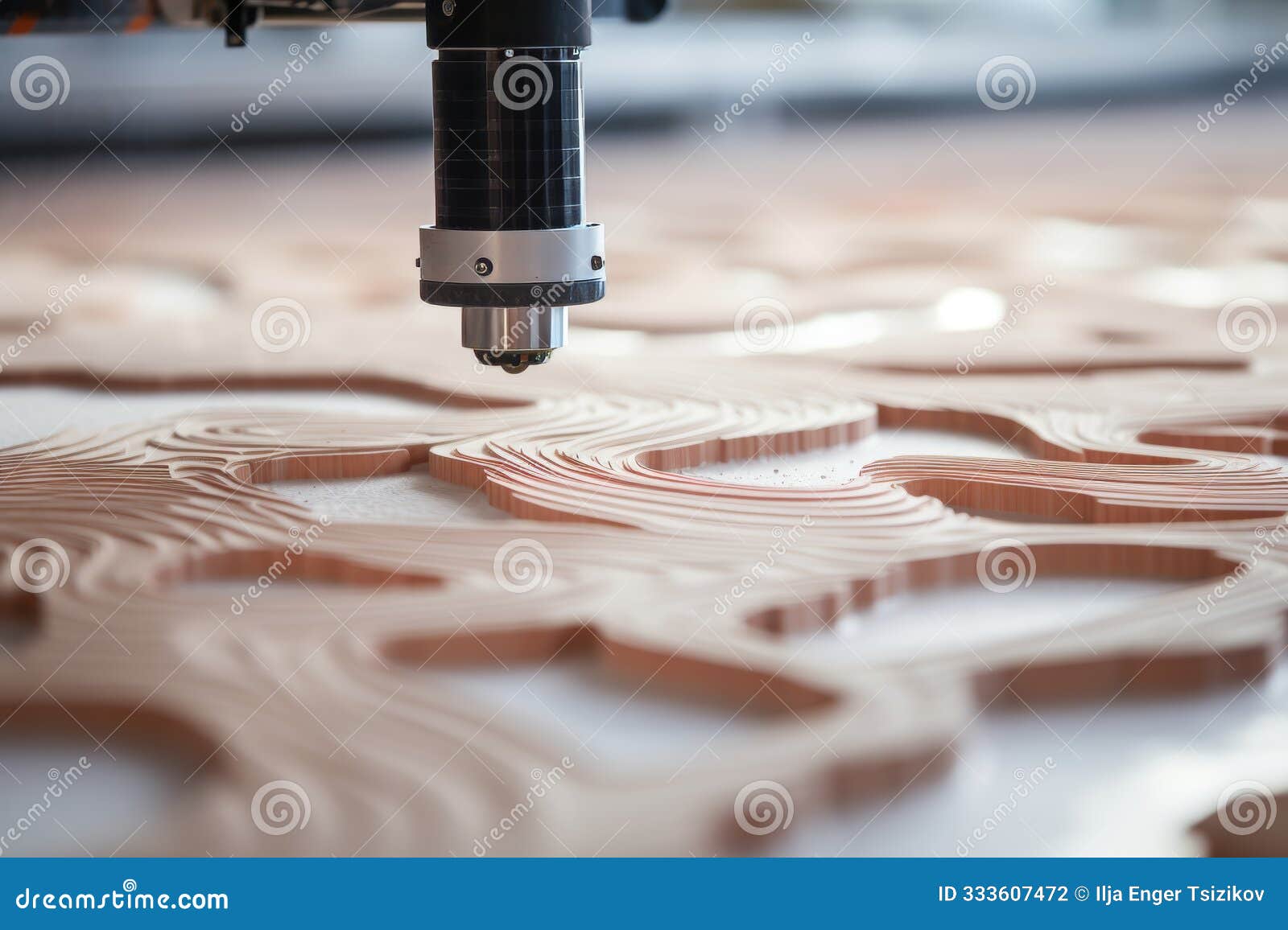 Cnc Machine Crafting Detailed Design on Wood, Emphasizing Intricate ...