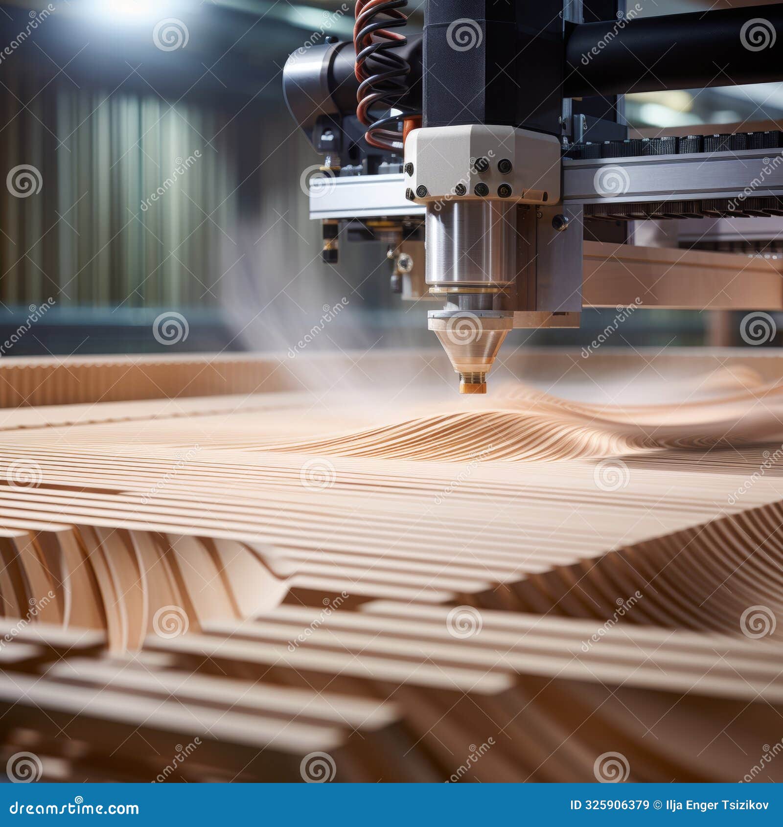 Cnc Machine Crafting Textured Wood Surface for Enhanced Tactile and ...