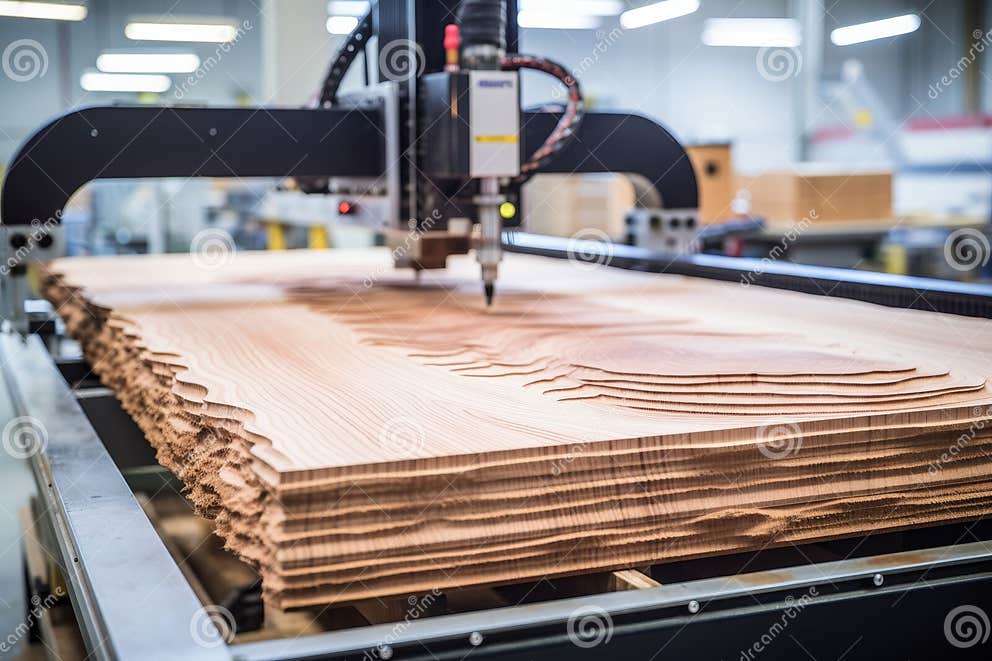 Cnc Machine Crafting Wood with Textured Surface Capturing the Visual ...