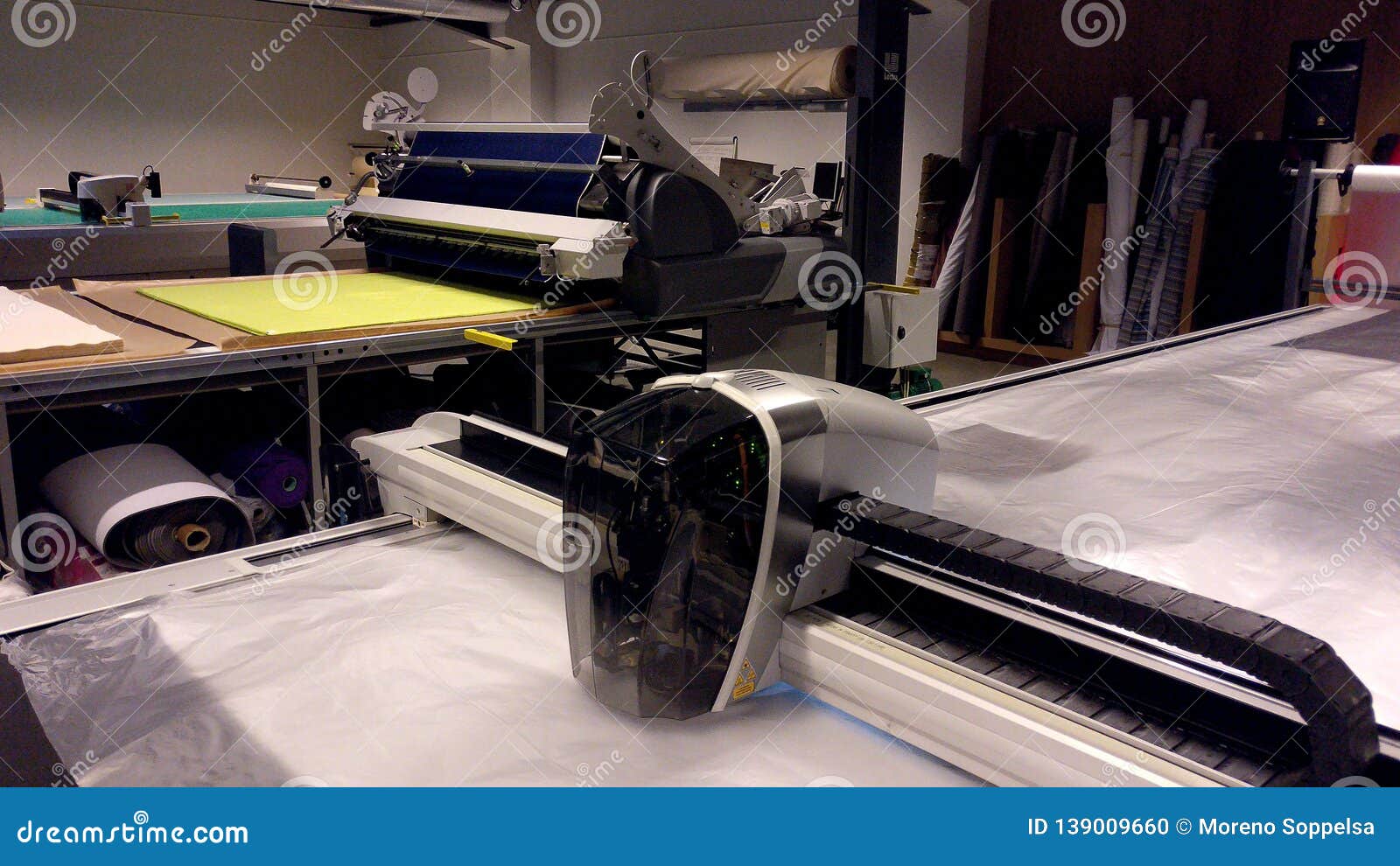 CNC Machine for Cutting Fabrics Textile Stock Photo - Image of fabric ...