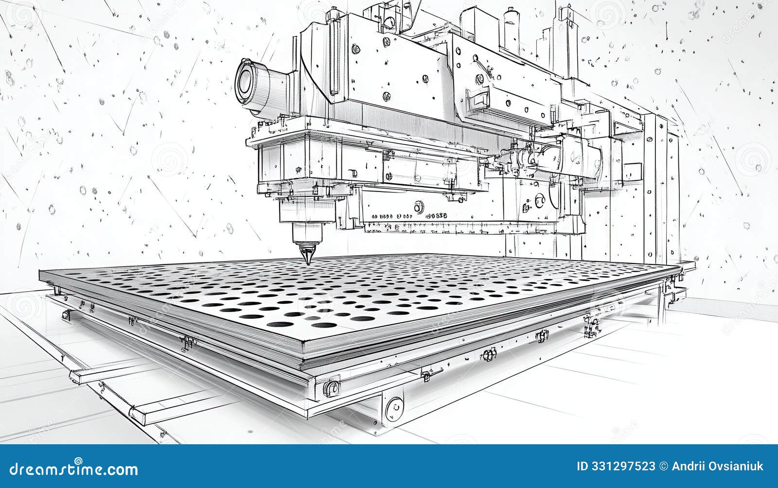 CNC Machine Cutting Perforated Metal Sheet in a Workshop Setting Stock ...