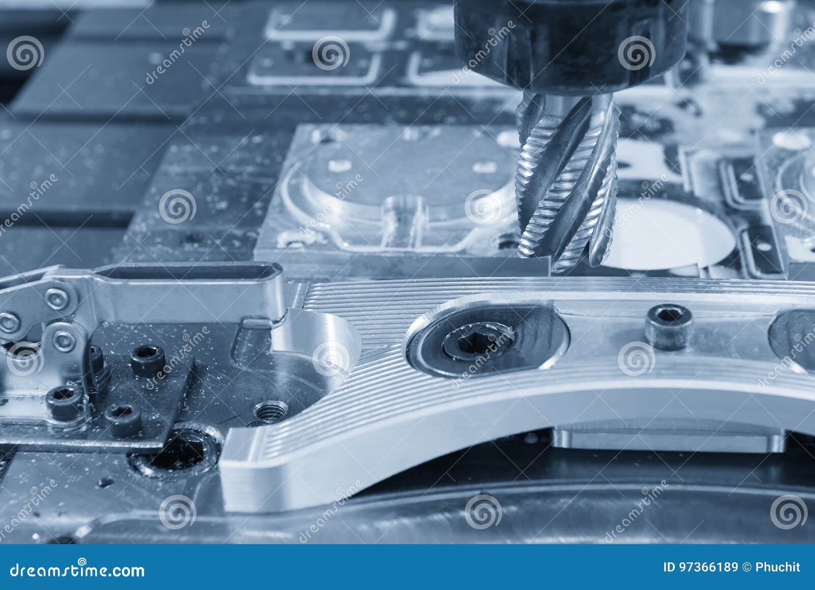 The CNC Machine Cutting Rough Process Stock Image - Image of ...