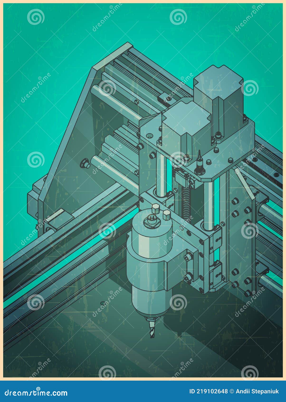 CNC Machine for 3D Carving Retro Poster Style Stock Vector ...