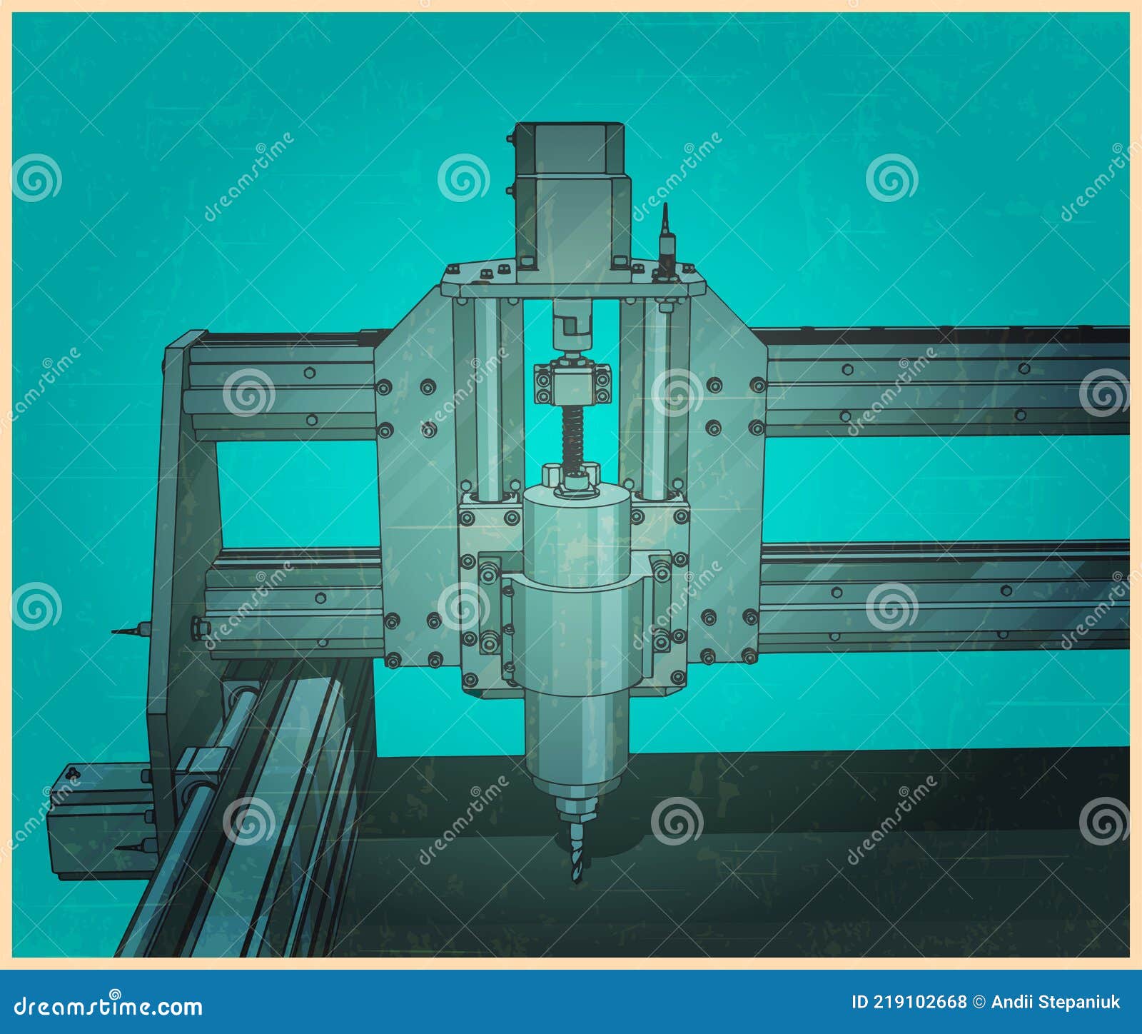 CNC Machine for 3D Carving Retro Poster Stock Vector - Illustration of ...