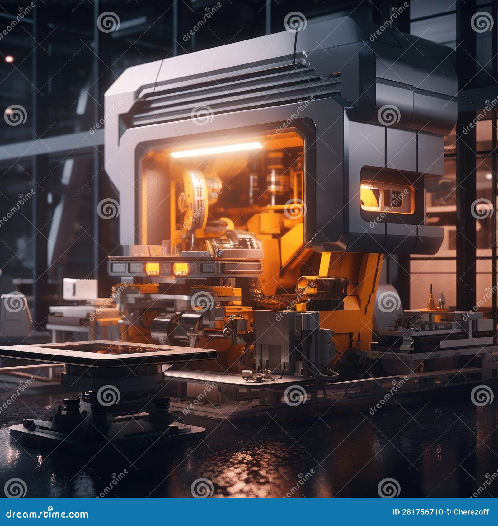 The CNC Machine of the Future Stock Illustration - Illustration of ...
