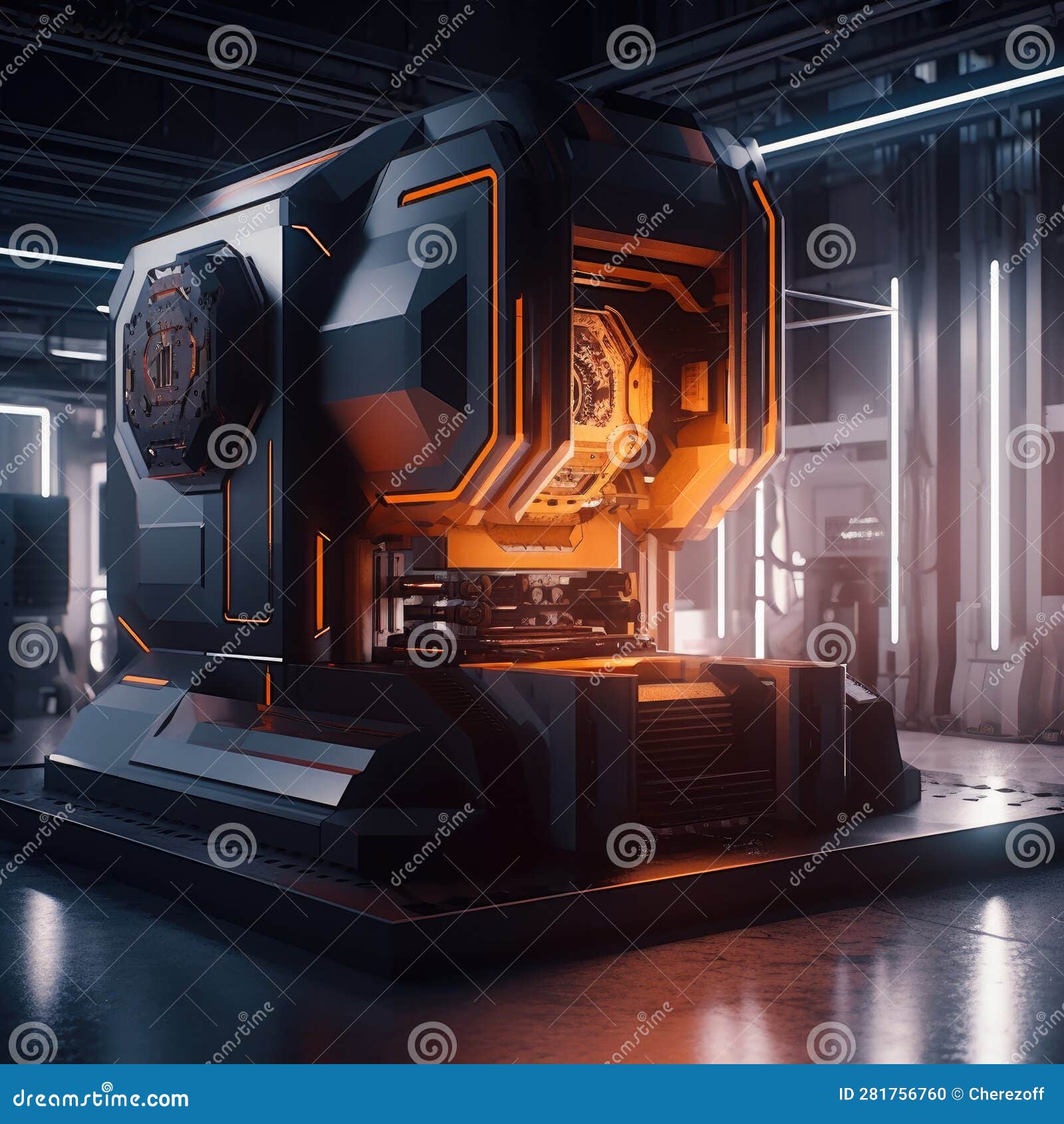 The CNC Machine of the Future Stock Illustration - Illustration of ...