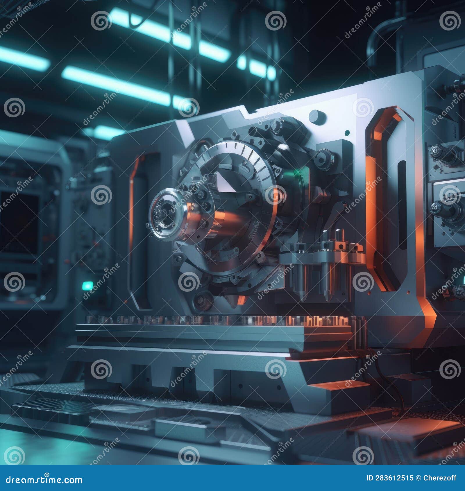 The CNC Machine of the Future Stock Illustration - Illustration of ...