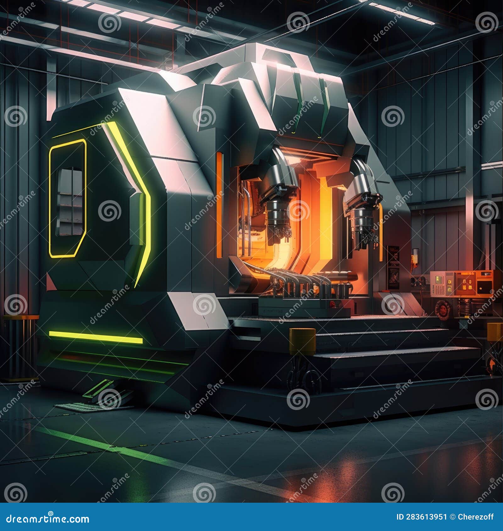 The CNC Machine of the Future Stock Illustration - Illustration of ...