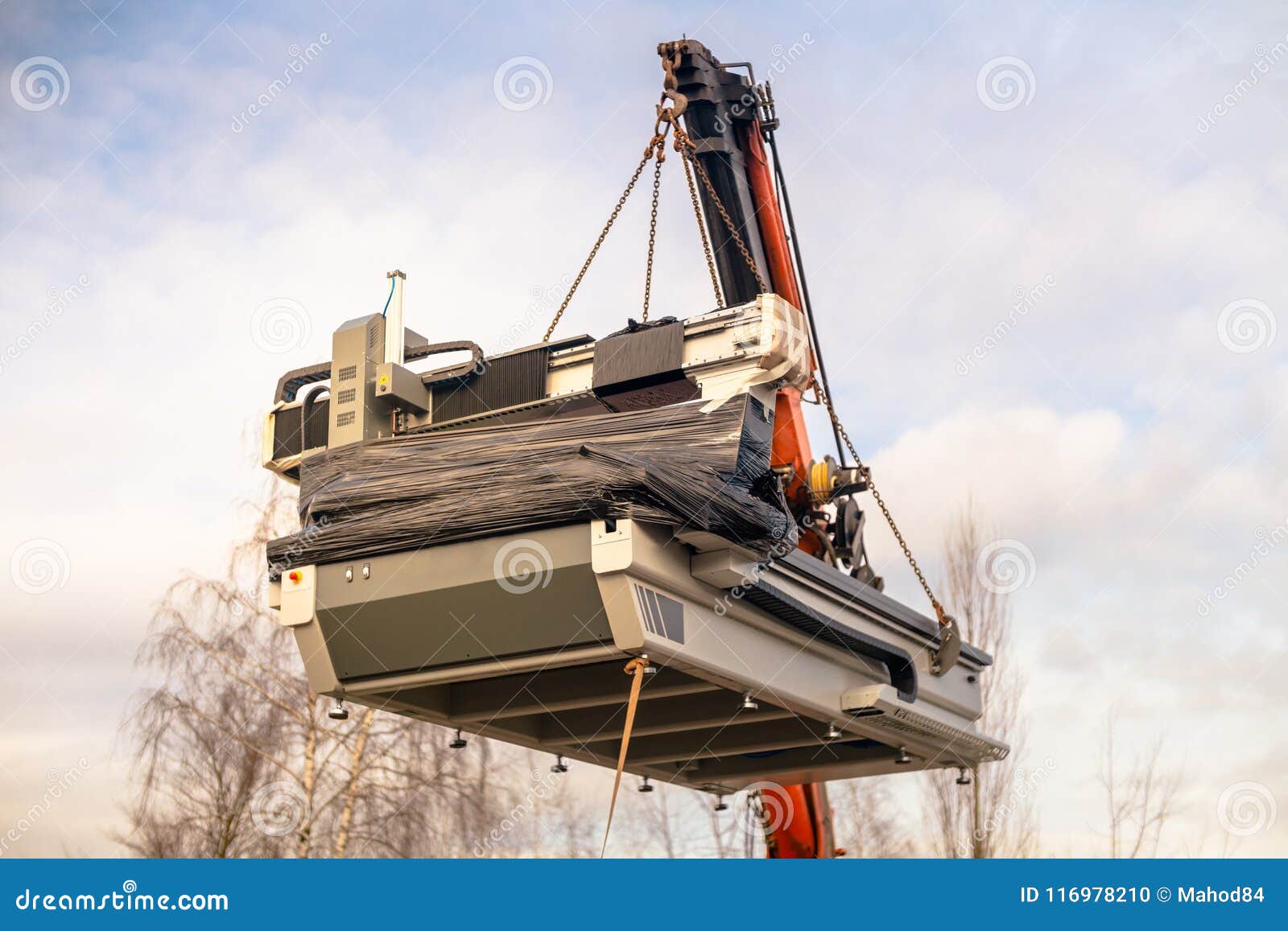 Cnc Machine Hanging on Hook Crane. Stock Photo - Image of engineering ...