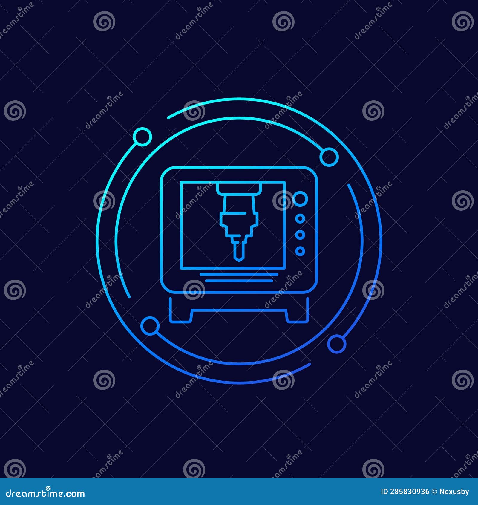 CNC Machine Icon, Linear Design Stock Illustration - Illustration of ...