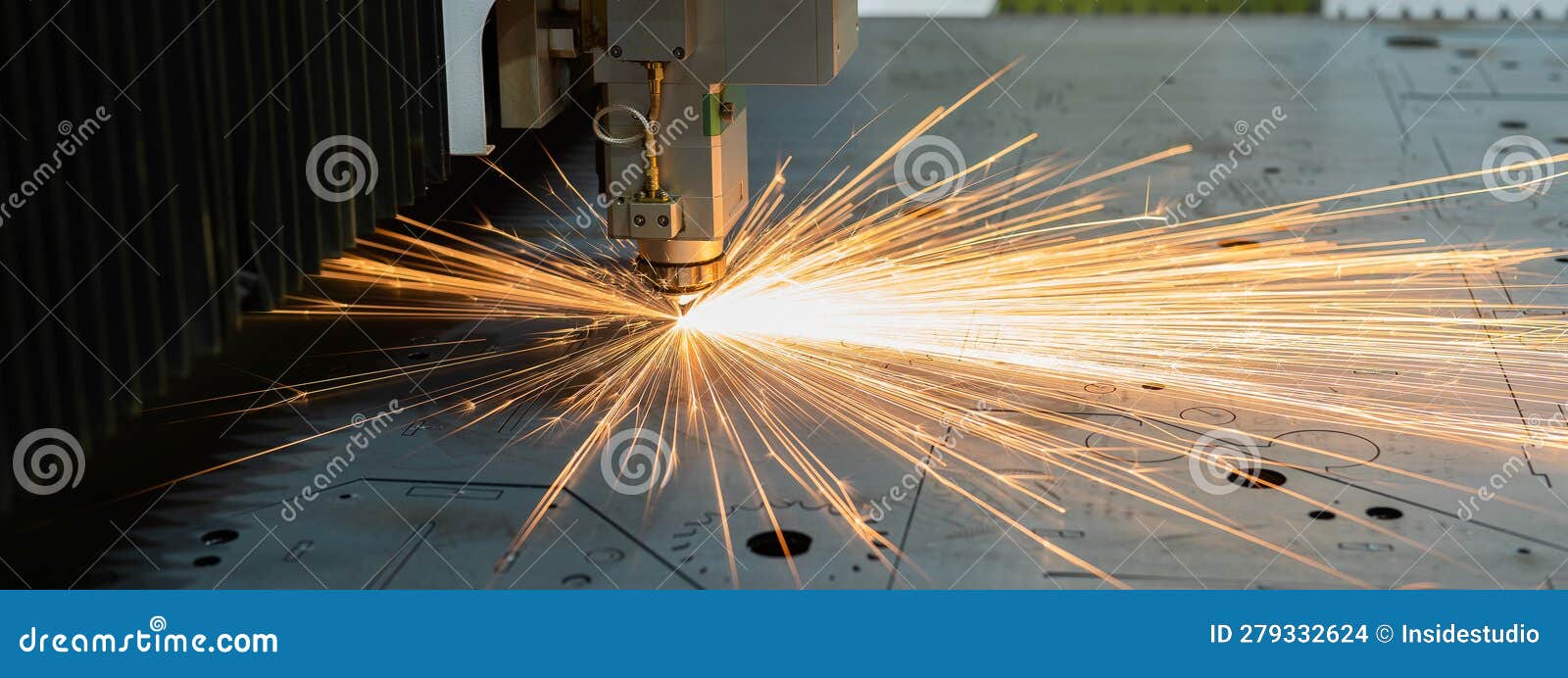 CNC Machine. Laser Cutting of Metal. Sparks. Stock Photo - Image of ...