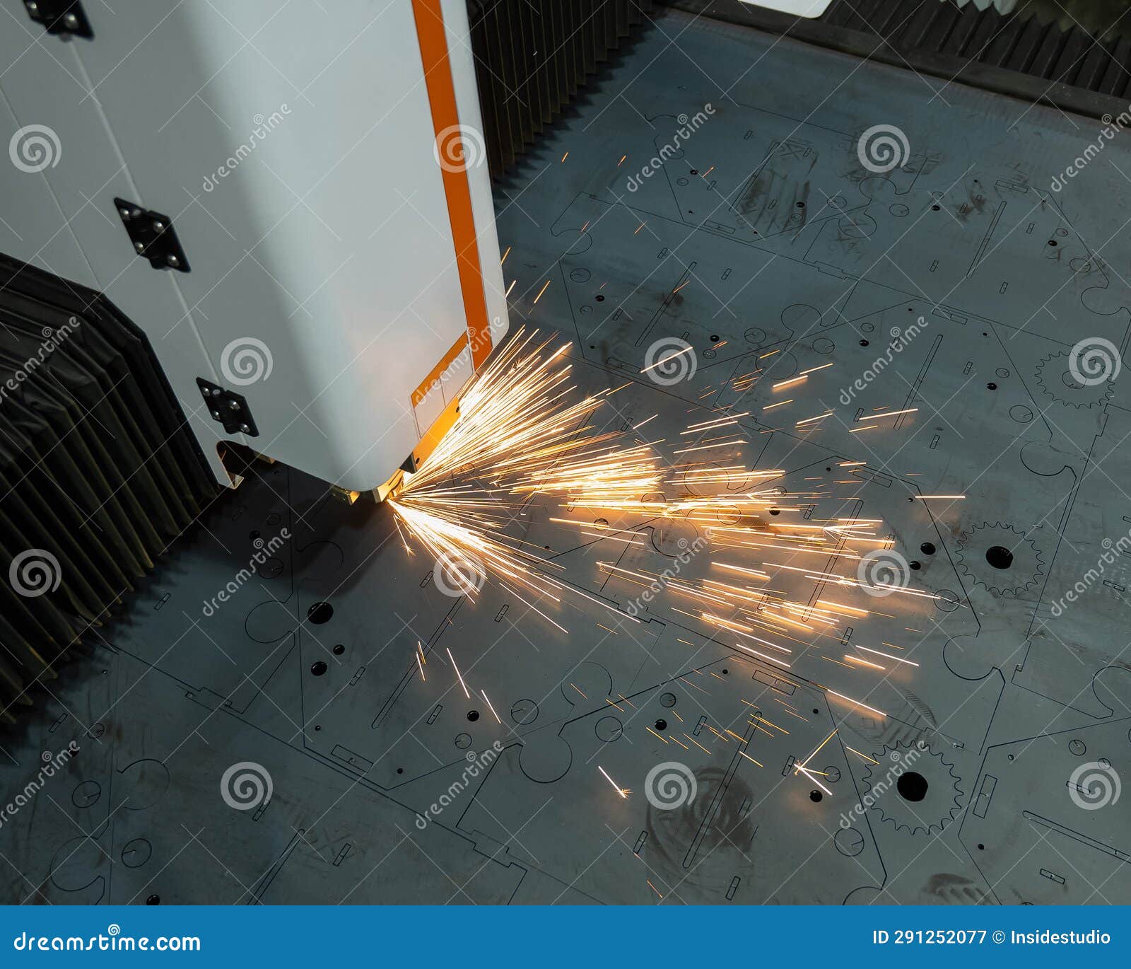 CNC Machine. Laser Cutting of Metal. Sparks. Stock Image - Image of ...
