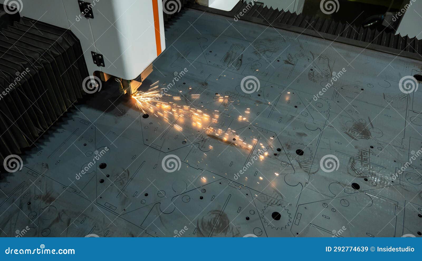 CNC Machine. Laser Cutting of Metal. Sparks. Stock Image - Image of ...