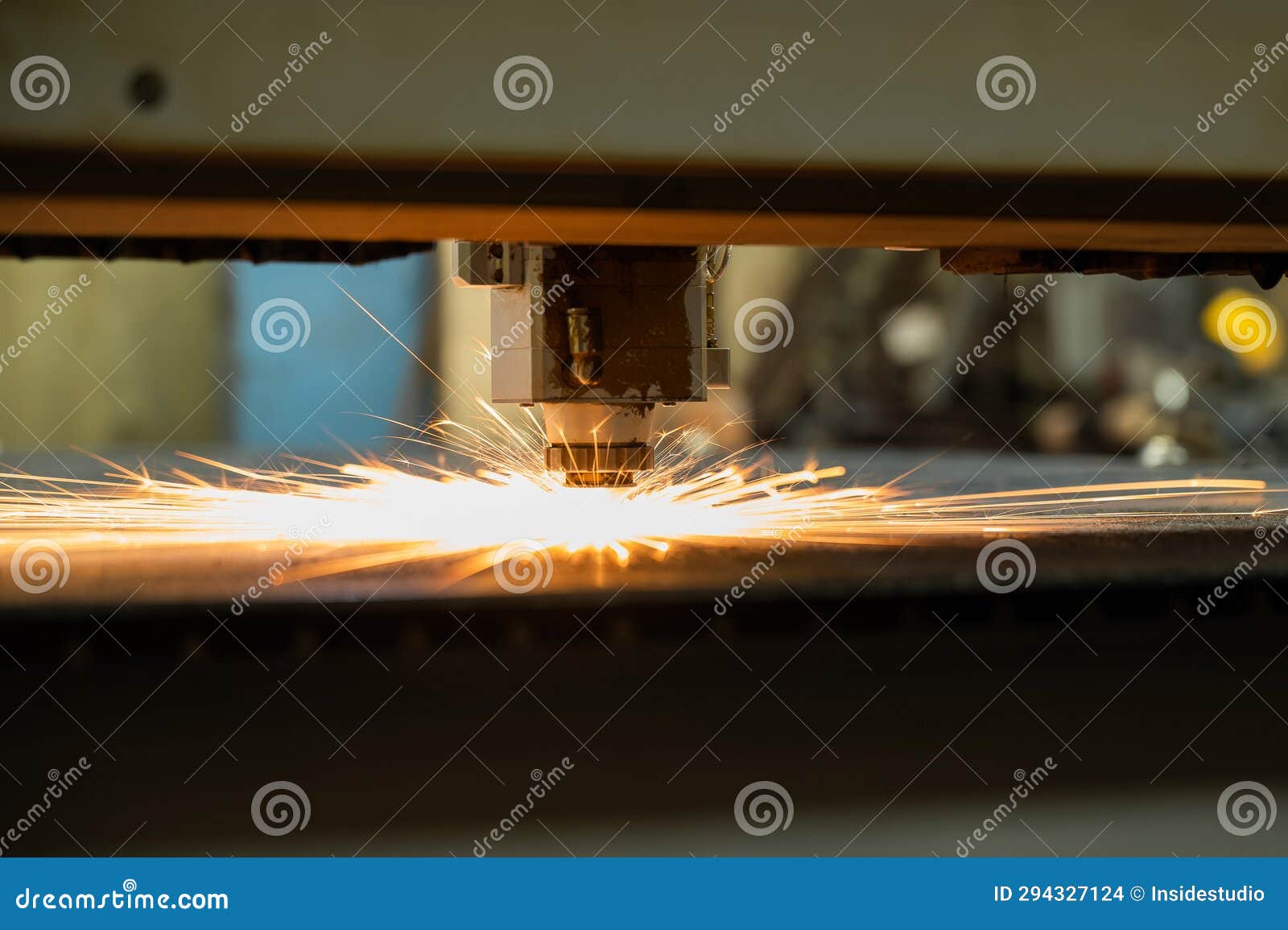 CNC Machine. Laser Cutting of Metal. Sparks. Stock Photo - Image of ...