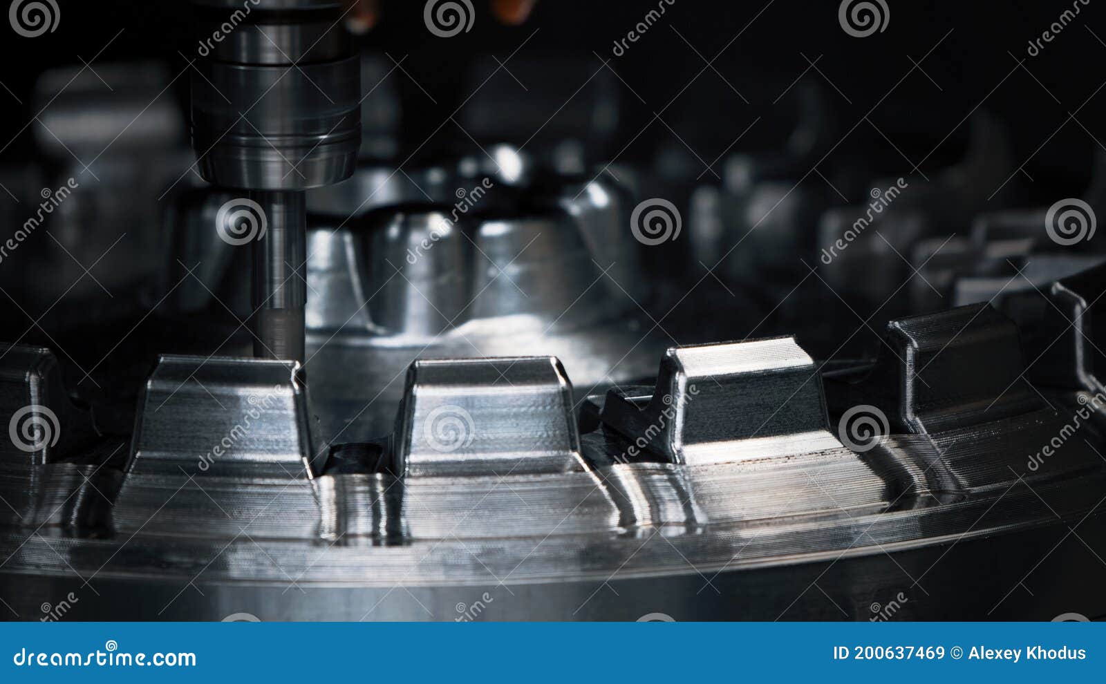 CNC Machine Makes a Complex Part for a Wheel Stock Image - Image of ...