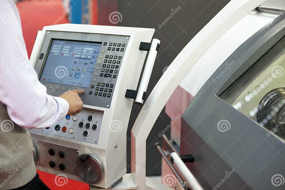 Man Working at Programmable Machine Stock Image - Image of industrial ...
