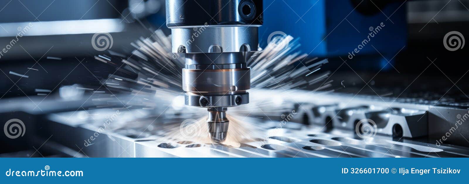 Cnc Machine Precision Cutting Metal Sheet With Clean Edge, Focus On ...