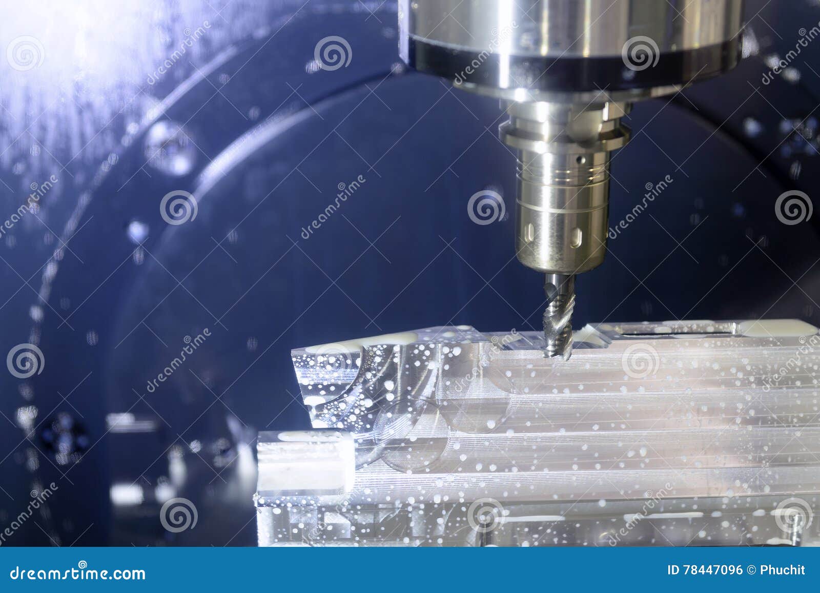 The CNC Machine while Prepare Cutting Sample Work Piece. Stock Photo ...
