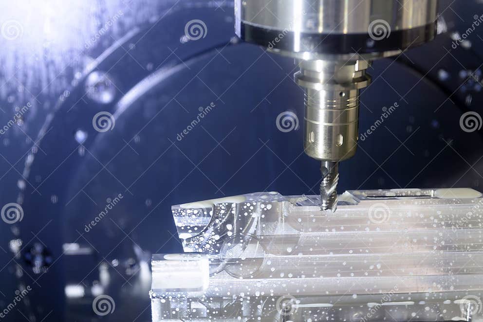 The CNC Machine while Prepare Cutting Sample Work Piece. Stock Photo ...