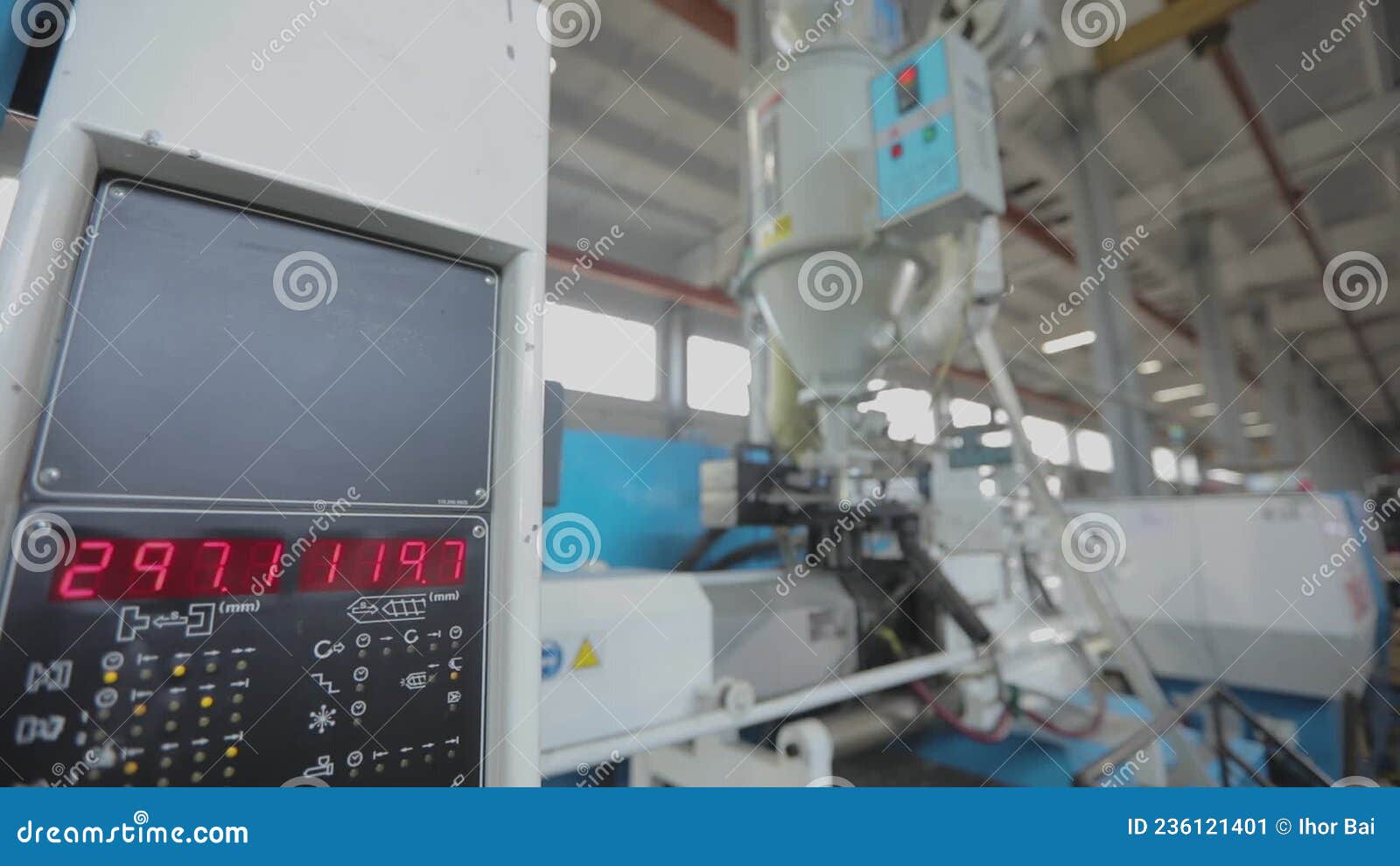 CNC Machine Processes a Part. CNC Machine Monitor. Control Panel of Cnc ...