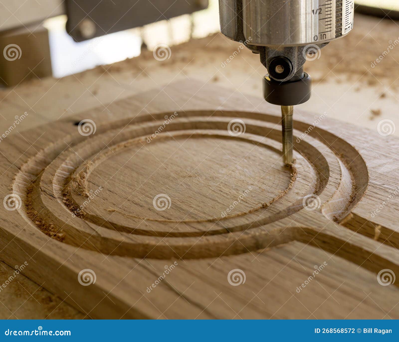A CNC Machine Routing a Wood Board Stock Photo - Image of snake ...