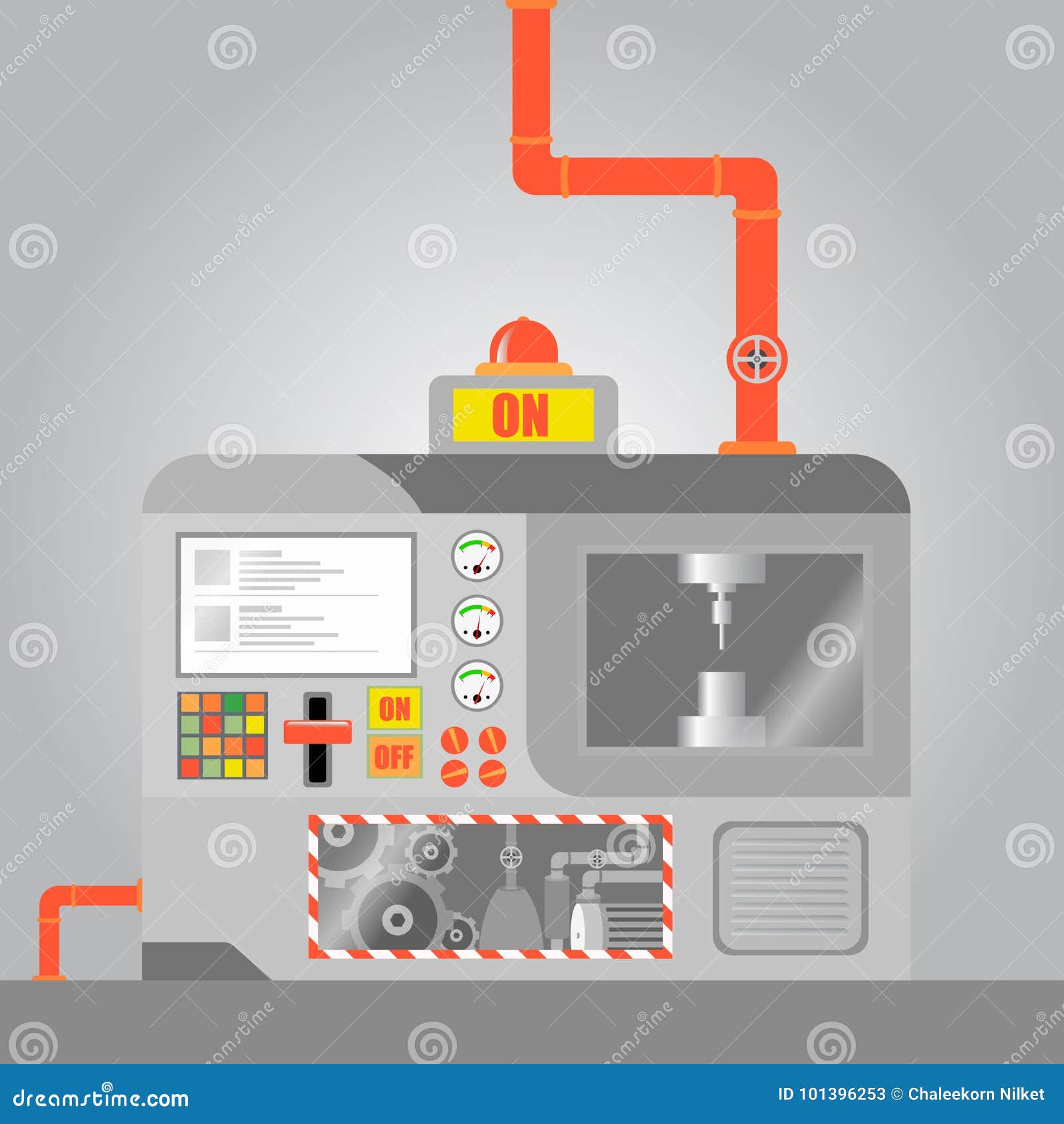 CNC machinery. stock vector. Illustration of gear, industry - 101396253