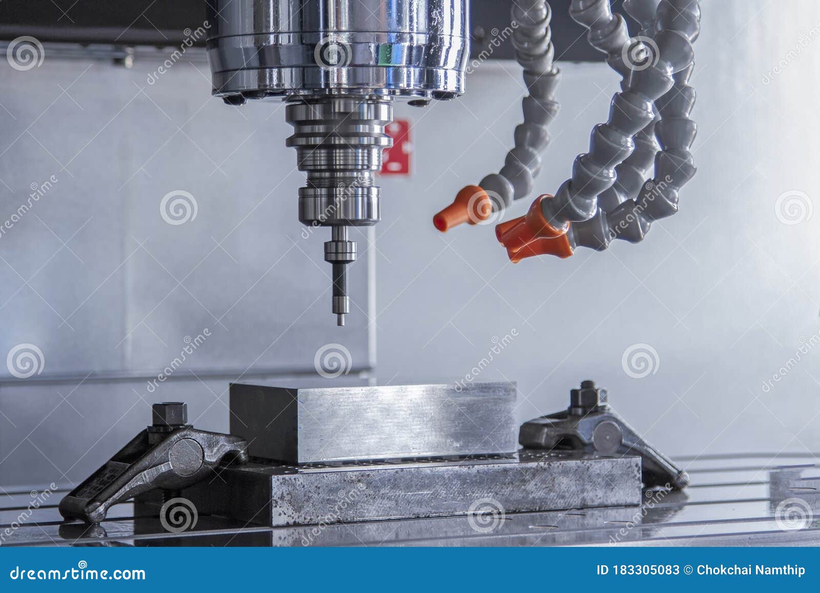 CNC Machining Center Setting Center Bar after Cutting Metal Stock Image ...