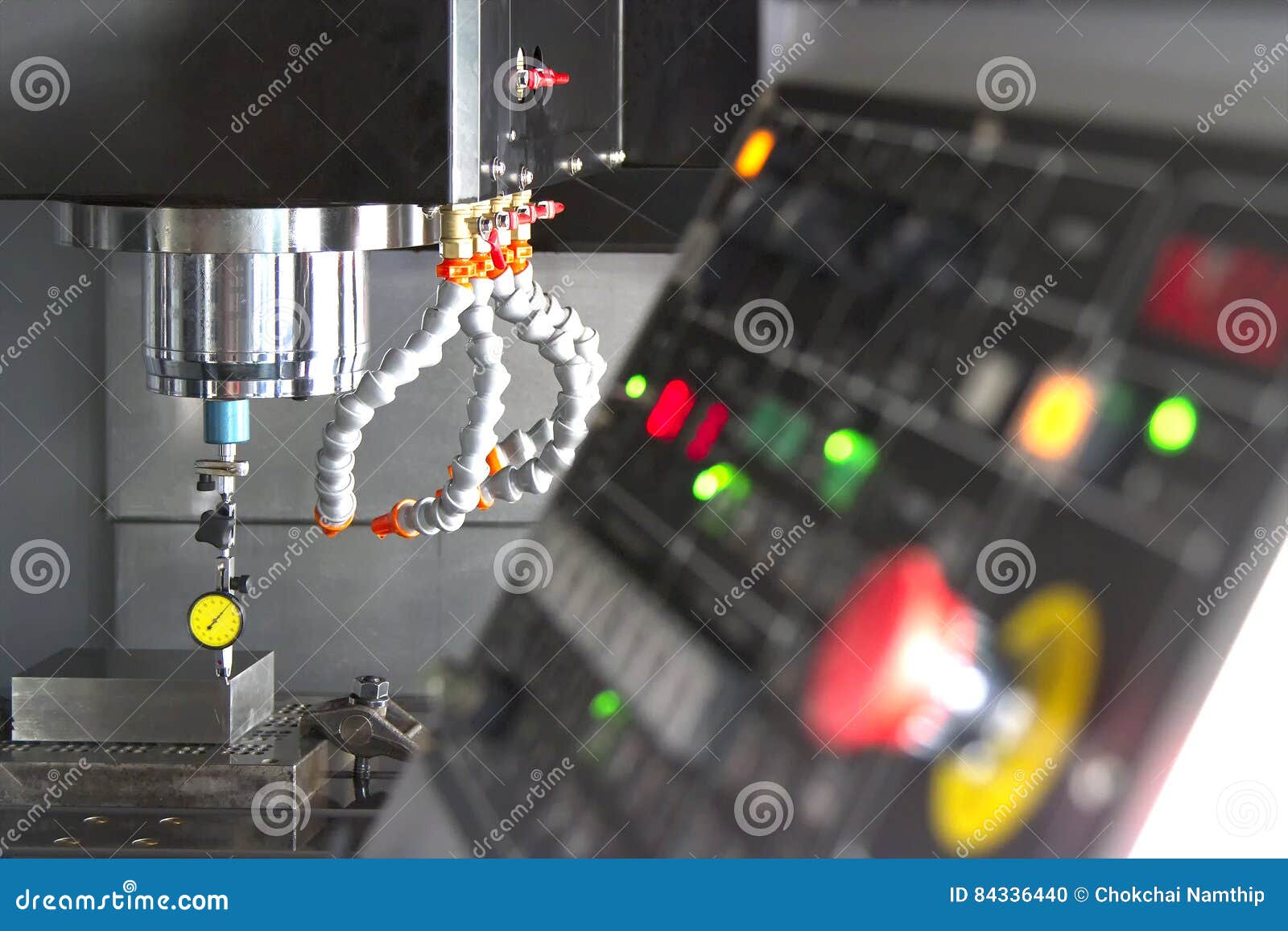 CNC Machining Center Setting Metal by Dial Gauge Stock Photo - Image of ...
